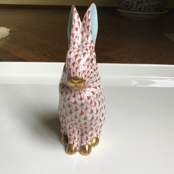 Herend | Accents | Rare Herend Rust Fishnet Sitting Rabbit Like New ...